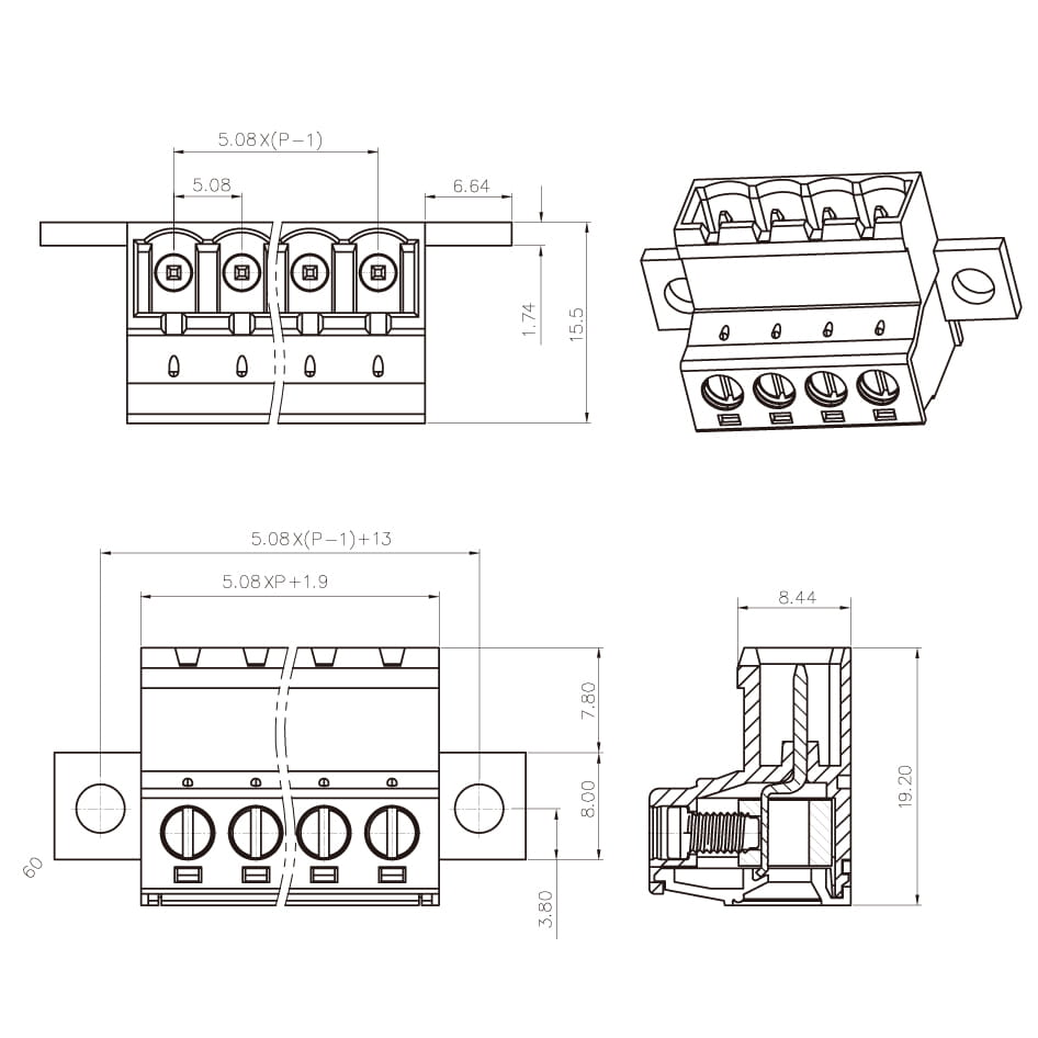 DB2EKRN-5.08 Mating terminal block - Ningbo Dorabo Electric Co., Ltd