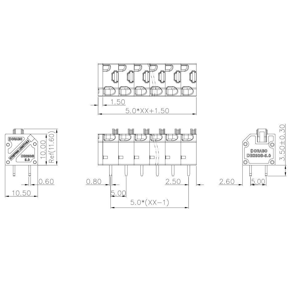 PCB terminal DB250S-5.0 - Ningbo Dorabo Electric Co., Ltd
